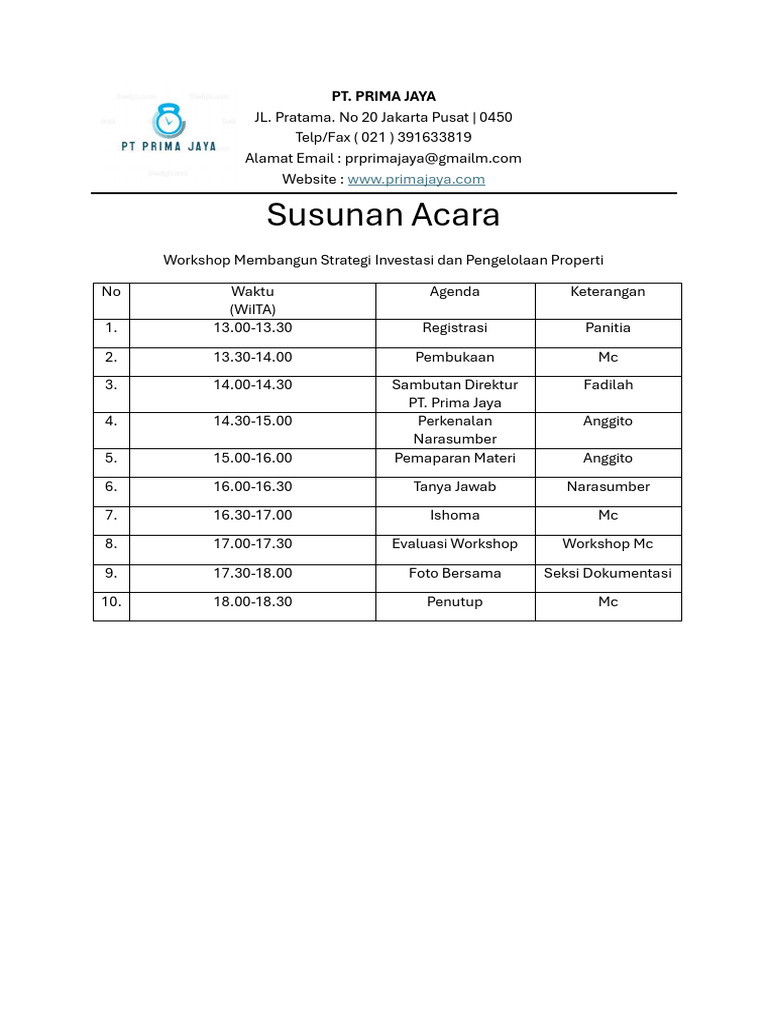 Susunan acara | PDF