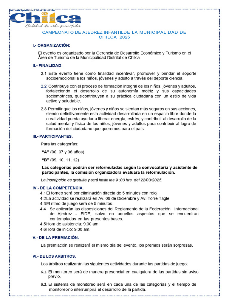 Bases Ajedrez 2025 | PDF