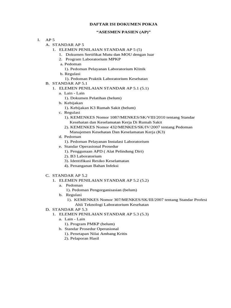 Standar Asesmen Pasien dan Laboratorium | PDF