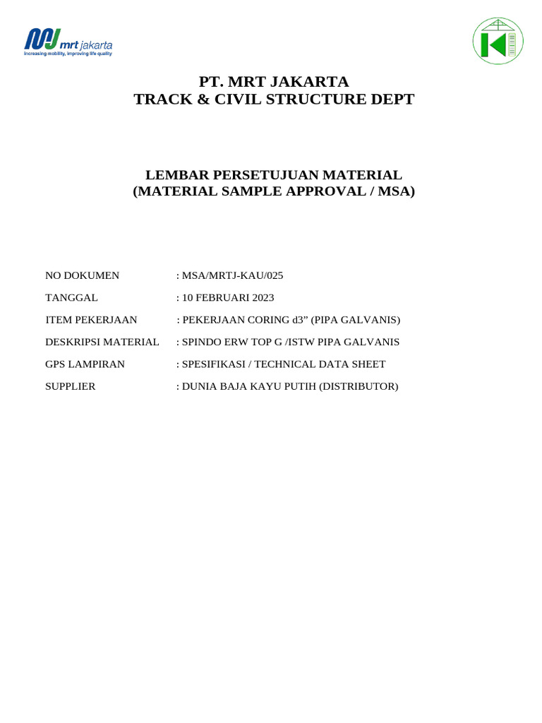 25. KAU MSA 025ISTW GPSSPINDO (PIPA GALVANIS) | PDF