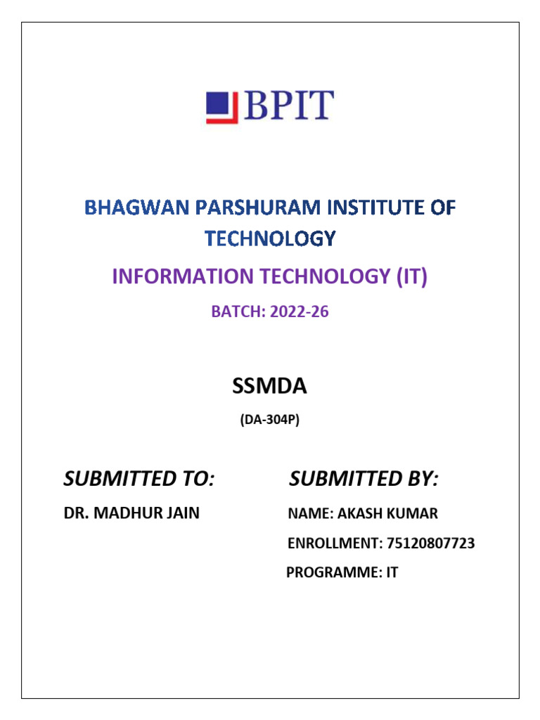 Ssmda Lab Front Page | PDF