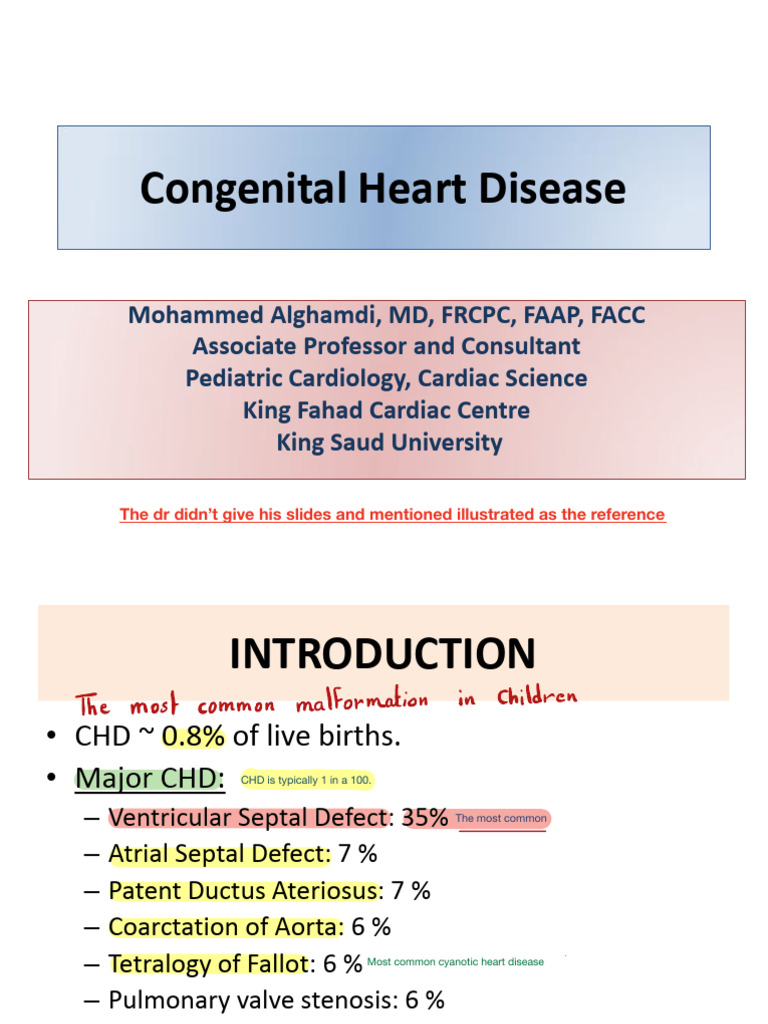 Congenital Heart Disease (Notes) | PDF | Congenital Heart Defect | Heart