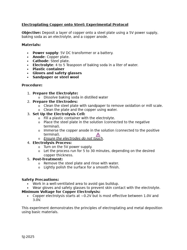 Experience _ Electroplating Protocol. Docx | PDF