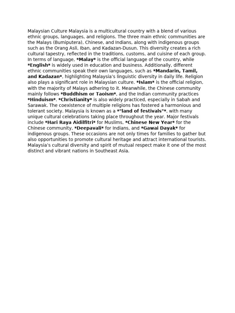 Exploring Malaysia's Cultural Diversity | PDF