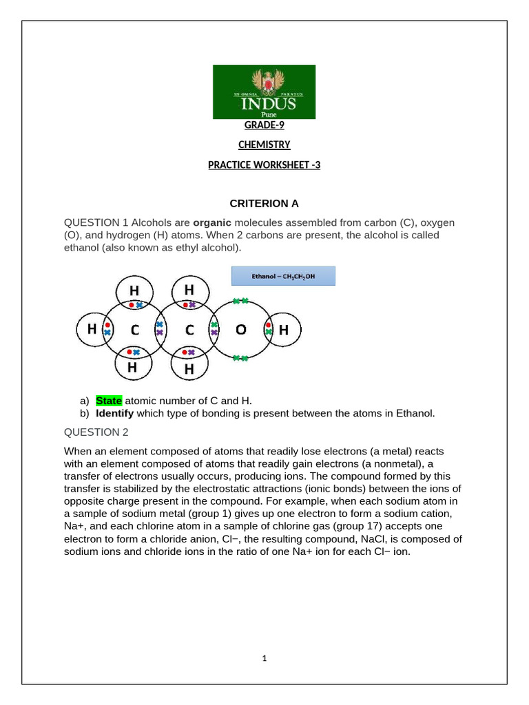 Criteria Based Worksheet | PDF | Ion | Chemical Compounds
