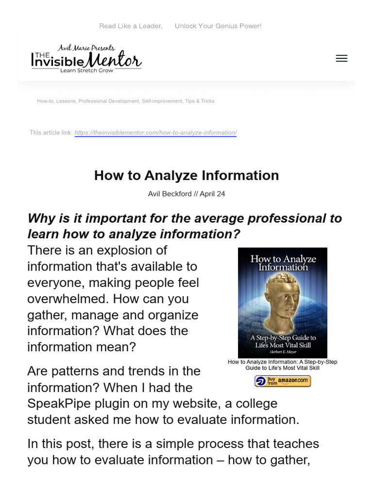 ICTICT523 READING - How To Analyze Information.v1.0 | PDF | Analytics ...