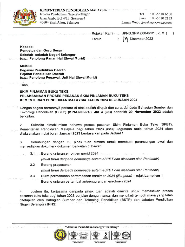 08 JPNS PPD Sekolah Pelaksanaan Proses Pesanan SPBT, 2024 | PDF