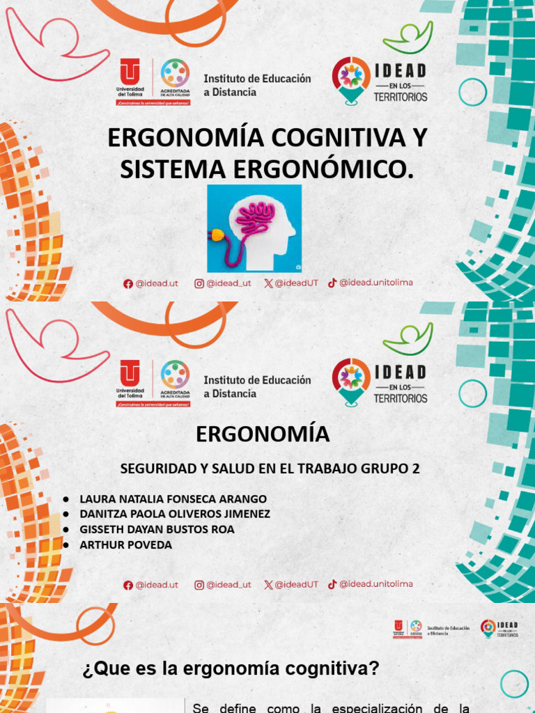 Ergonomía cognitiva y Sistema ergonómico .pptx | PDF | Usabilidad | Sicología