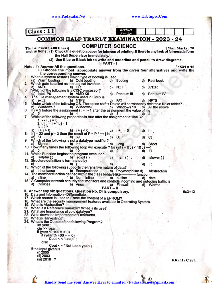 Open 11th-Computer-Science-EM-Half-Yearly-Exam-2023-Question-Paper-with-Answer-Keys-Kallakurichi ...