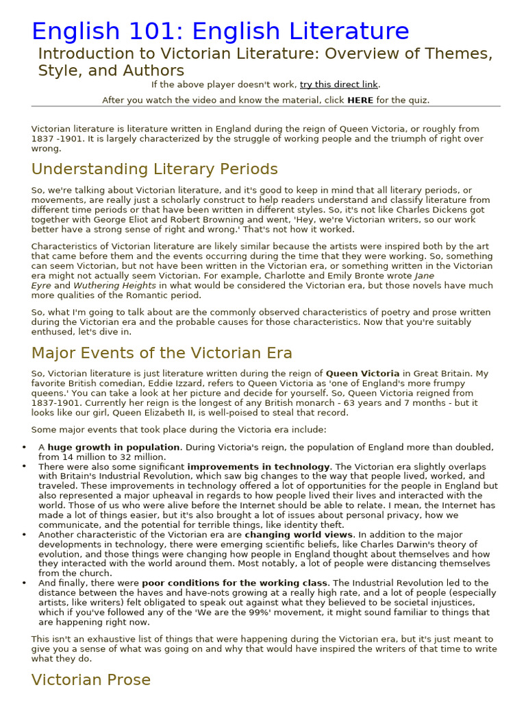 Introduction to Victorian Era | PDF | Victorian Literature | George Eliot