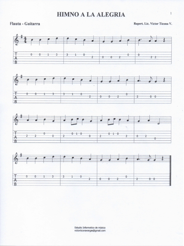 Himno A La Alegria Guitarra | PDF