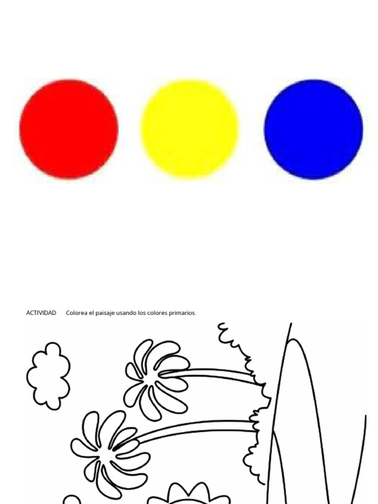 ACTIVIDAD Colorea el paisaje usando los colores primarios | PDF