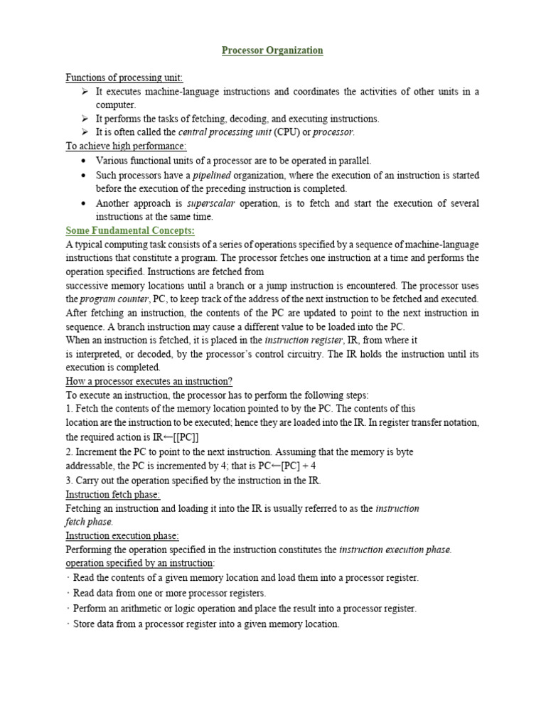 CO Unit 3b Processor Organization | PDF | Central Processing Unit | Computer Architecture