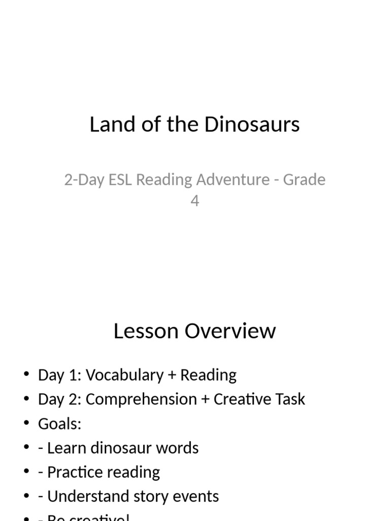 Land of The Dinosaurs ESL Lesson | PDF