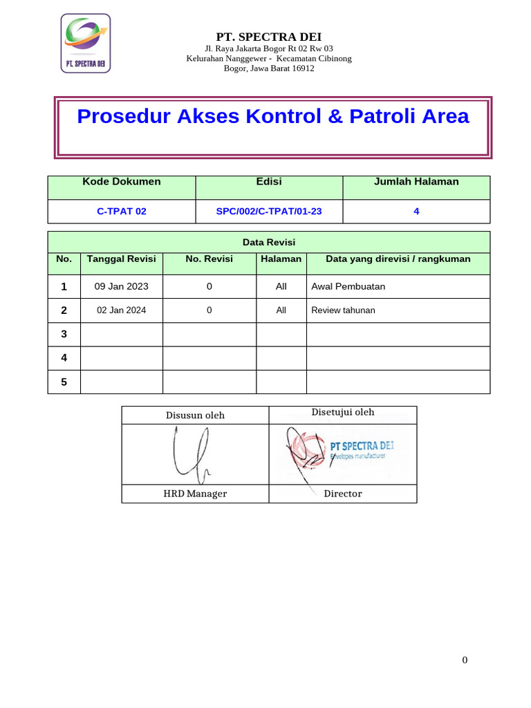 002 Prosedur Akses Kontrol - Patroli Area | PDF