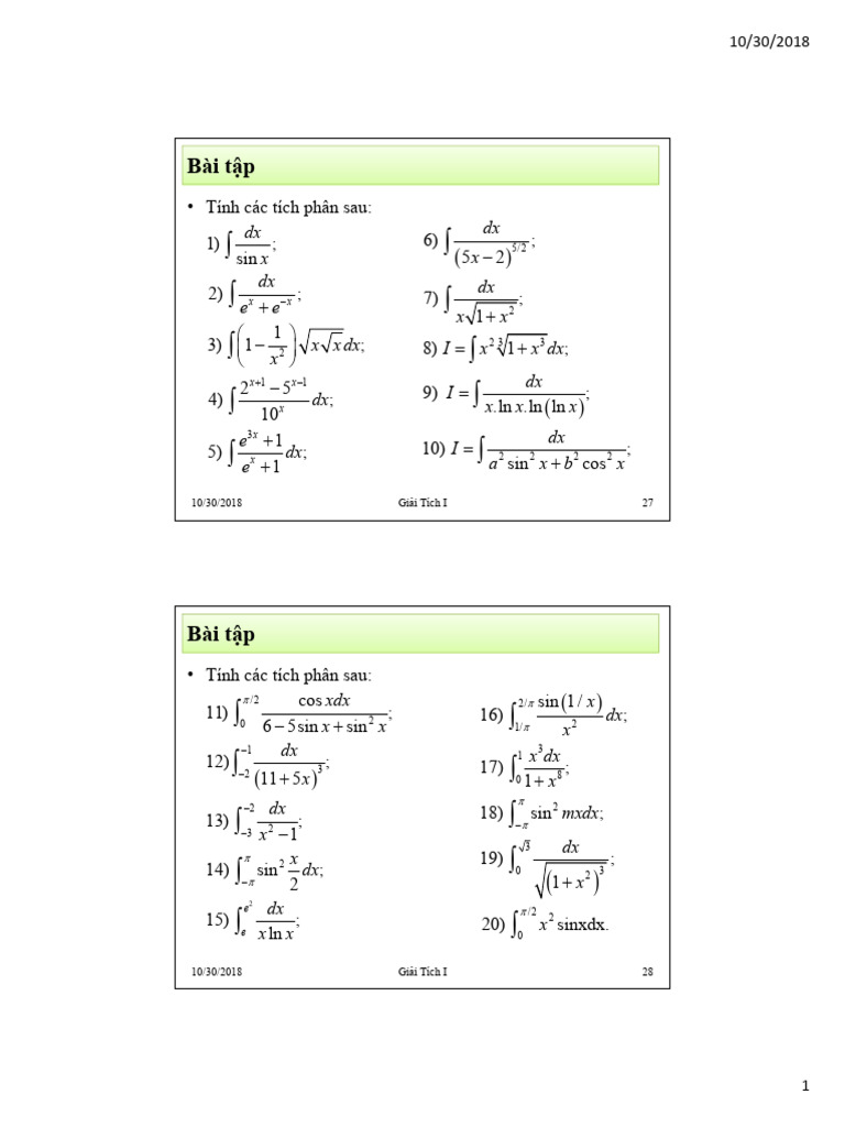 BT Tích Phân Xác Định | PDF