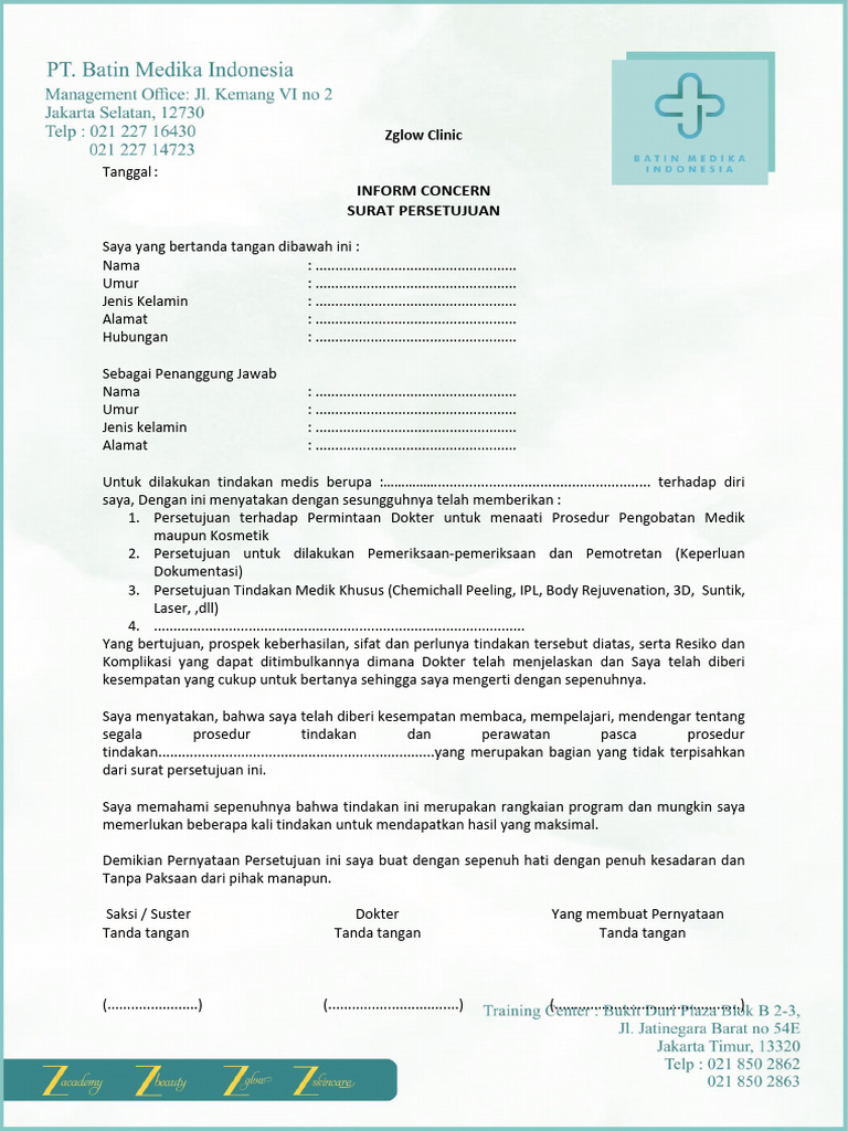 DEPOK FORM PERSETUJUAN TINDAKAN ATAU INFORMCONSENT | PDF