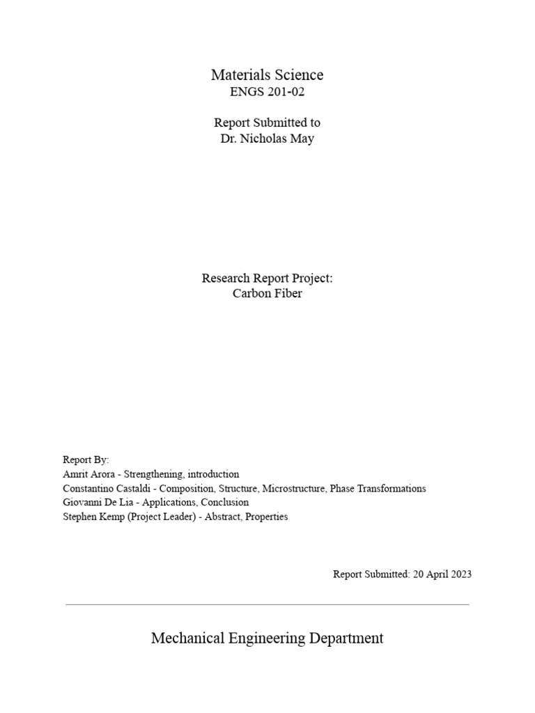 Carbon Fiber: Properties and Applications | PDF | Young's Modulus | Strength Of Materials