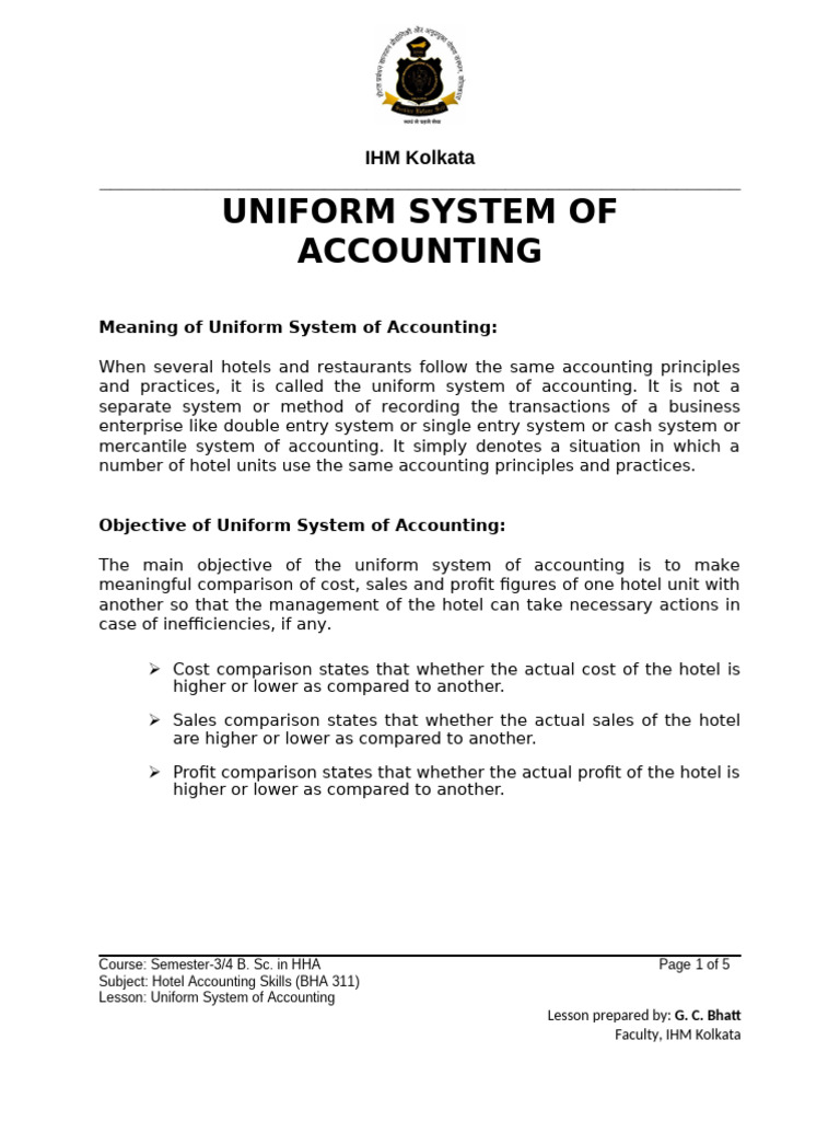 2019 Uniform System of Accounting Handouts | PDF | Economies | Business