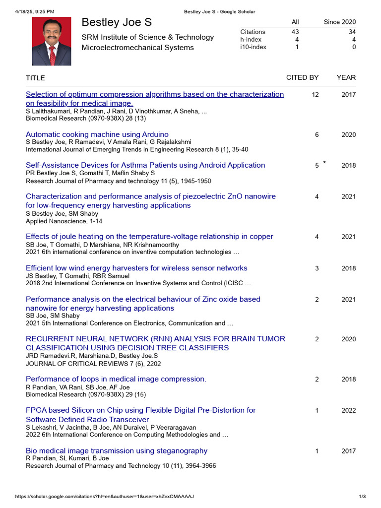 Bestley Joe S - Google Scholar | PDF | Energy Harvesting | Automation