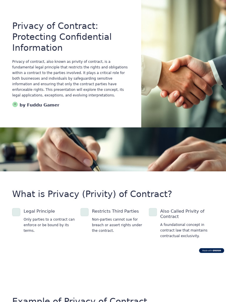 Privacy of Contract Protecting Confidential Information | PDF | Common Law | Private Law