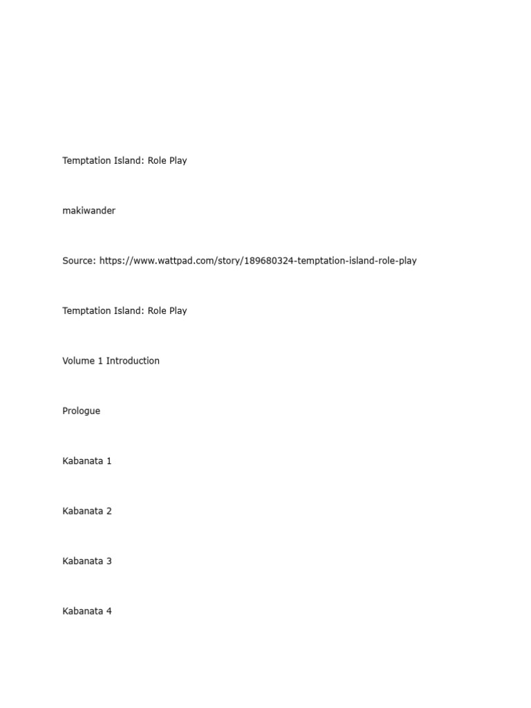 Temptation Island - Role Play | PDF