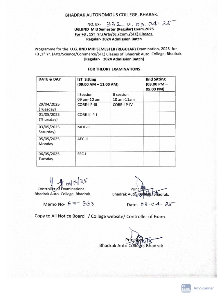 UG 2 Mid Sem Reg Exam Prog | PDF
