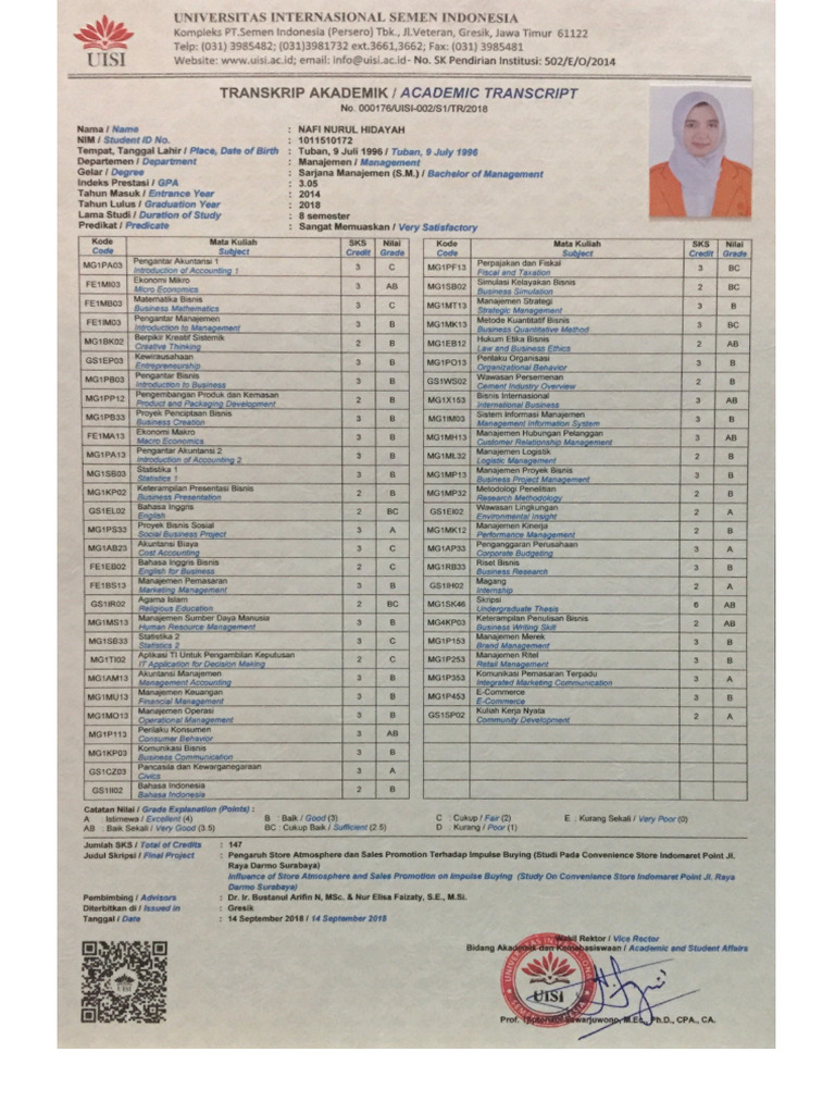 Ijazah Dan Transkrip S1 | PDF