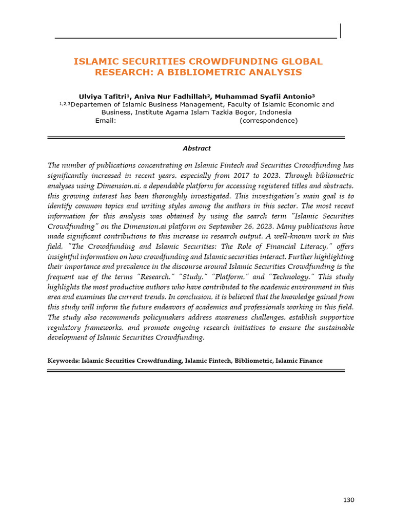 Islamic Securities Crowdfunding Global Research A Bibliometric Analysis ...