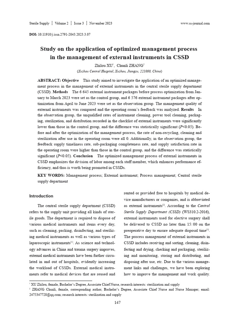 Study On The Application of Optimized Management Process in The Management of External ...