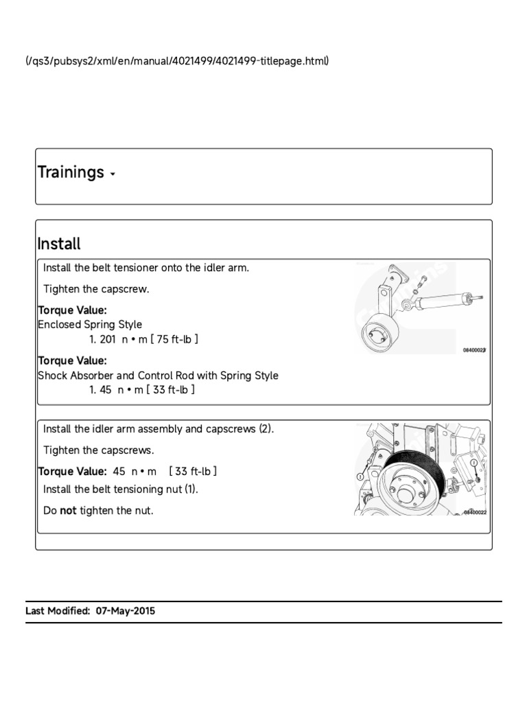 Belt Tensioner Installation Guide | PDF