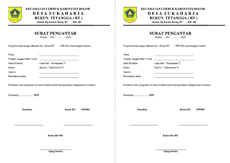Surat Pengantar RT RW ( | PDF