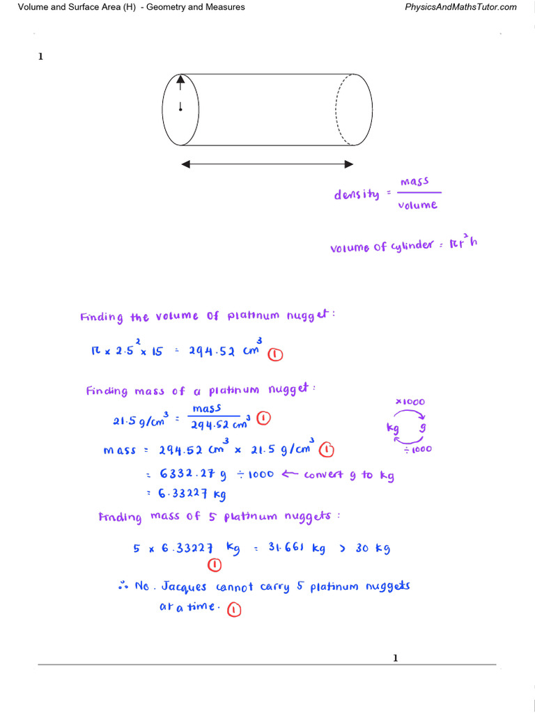 Volume and Surface Area (H) MA | PDF | Area | Sphere