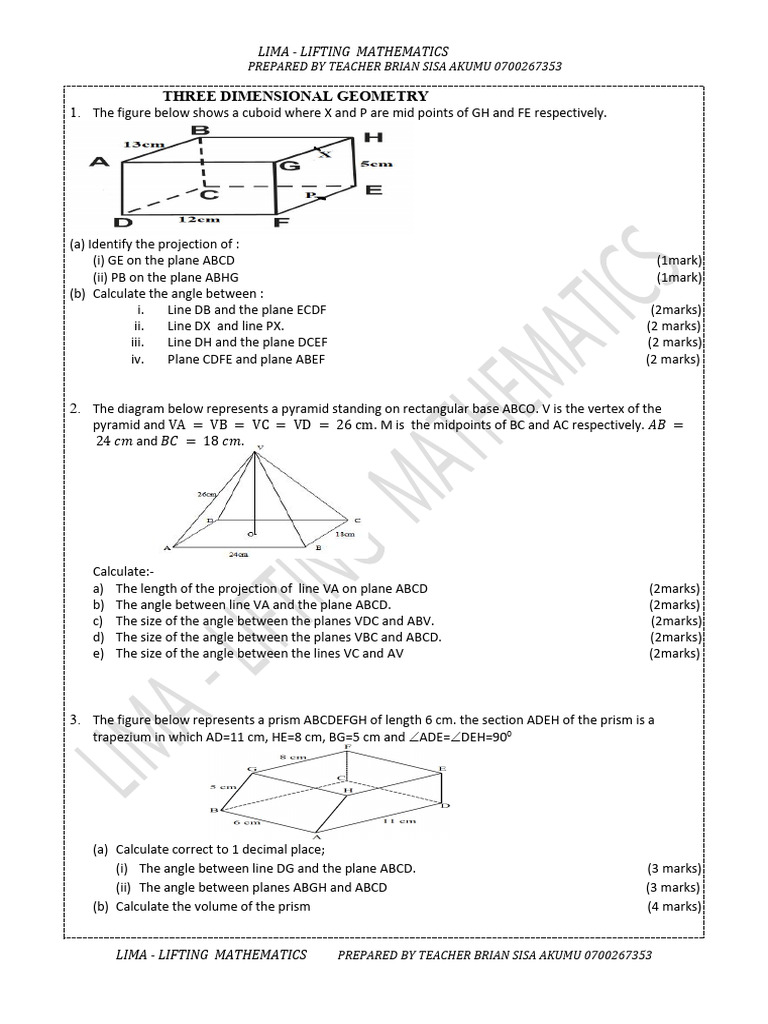 Three Dimensional Geometry | PDF