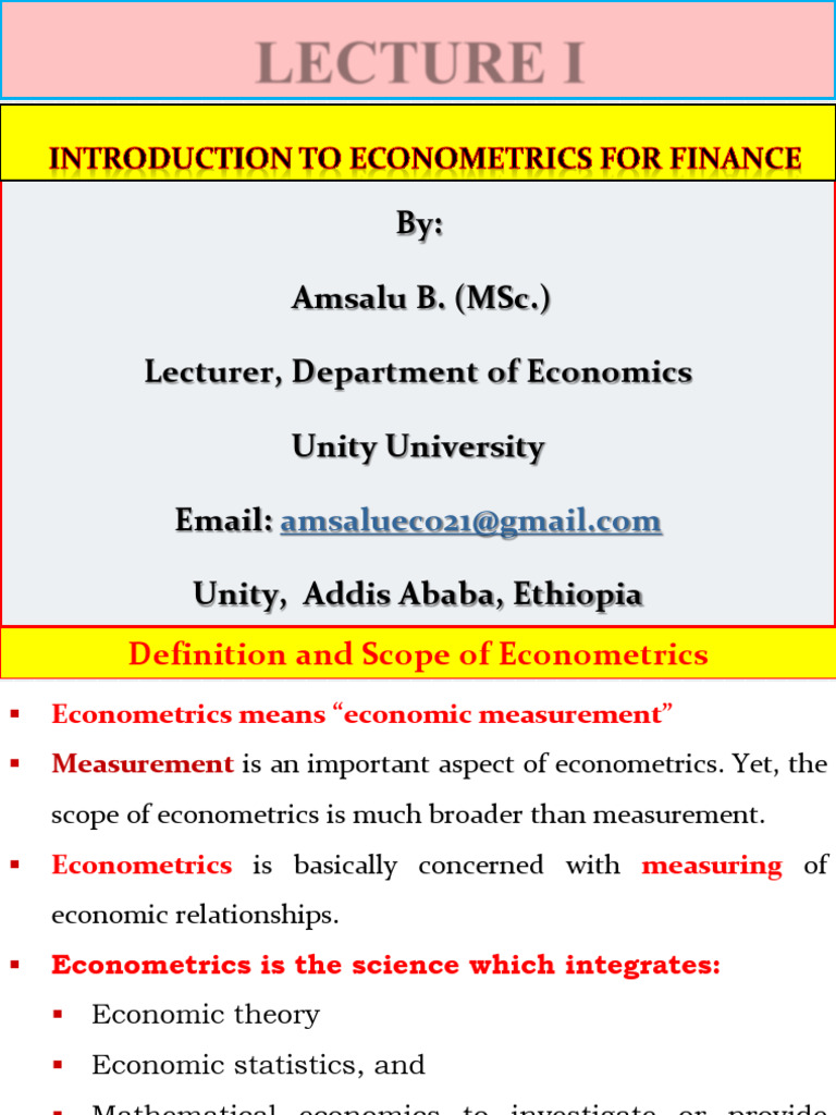 Econometrics for Finace Lecture I | PDF | Econometrics | Demand