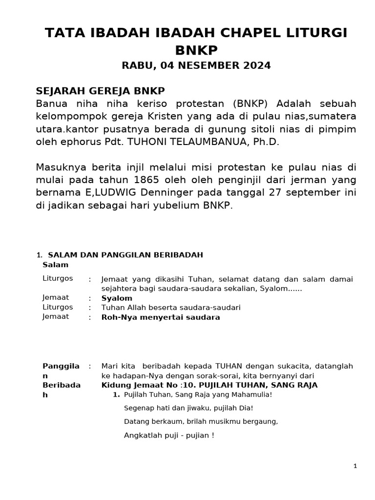 Liturgi BNKP | PDF
