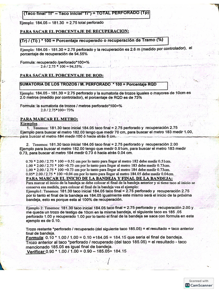 Formula Recuperado y RQD | PDF