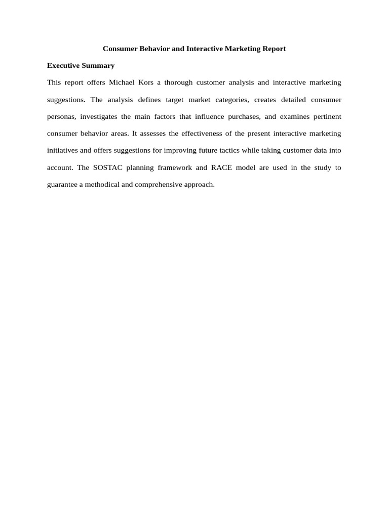 Consumer Behavior and Interactive Marketing Report - 3000 Words | PDF ...