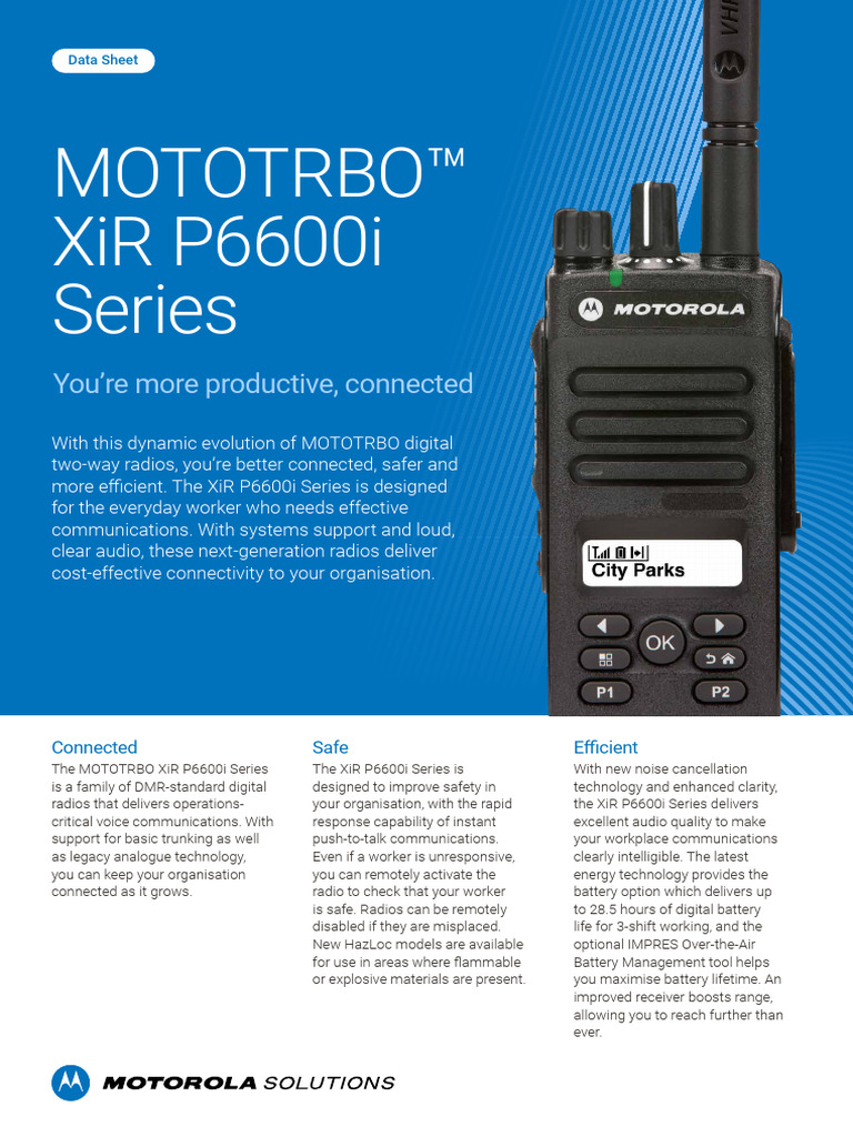 Xir P6600i Series - Datasheet | PDF | Very High Frequency | Decibel