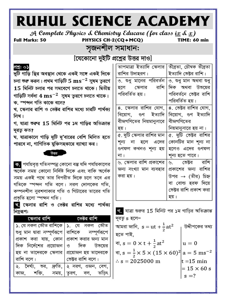 HSC Physics MCQ Practice Paper | PDF