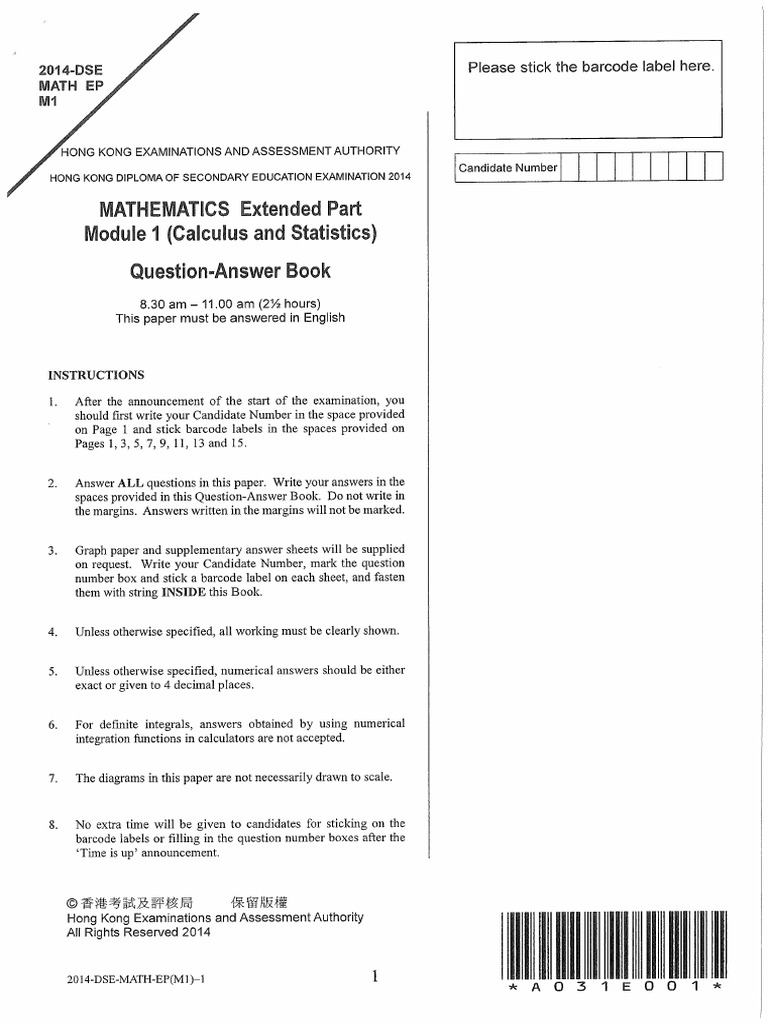 Hkdse Mathematics 2014 M1 Pdf