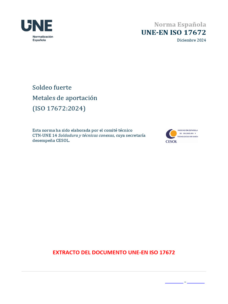 (Ex) Une-En Iso 17672 2024 | PDF | Organización internacional para la estandarización | Patentar
