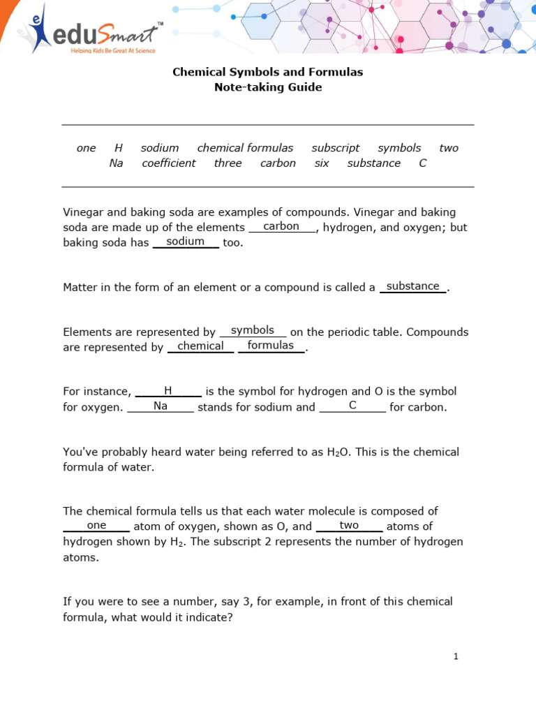One H Sodium Chemical Formulas Subscript Symbols Two Na Coefficient ...