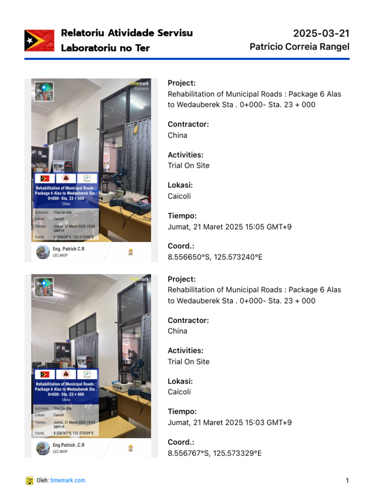 Relatoriu Atividade Servisu Laboratoriu no Ter_03-21-2025_Patricio Correia Rangel | PDF