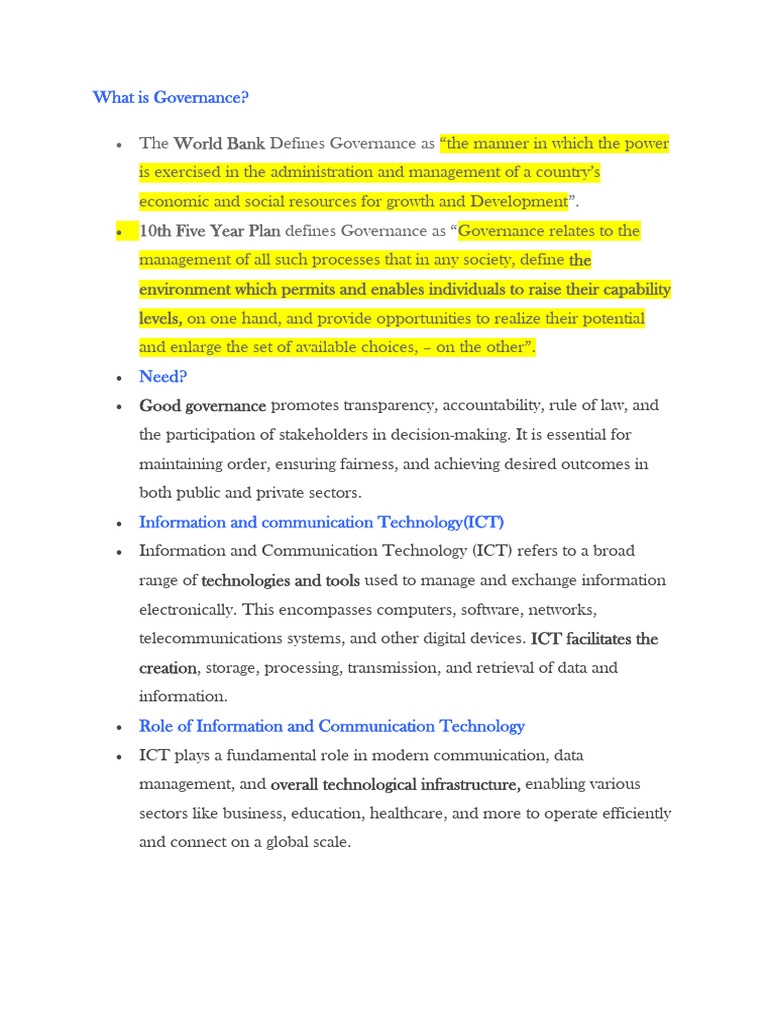 Understanding Governance and ICT's Role | PDF | Governance ...