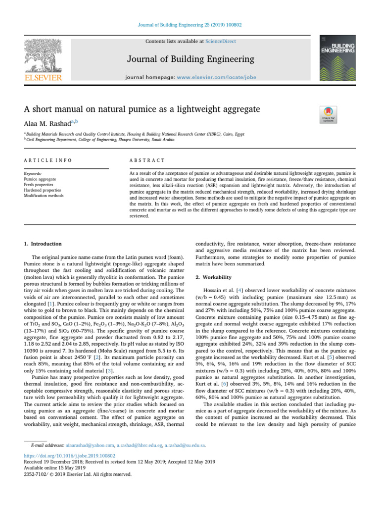 Pumice as Lightweight Aggregate in Concrete | PDF | Concrete ...