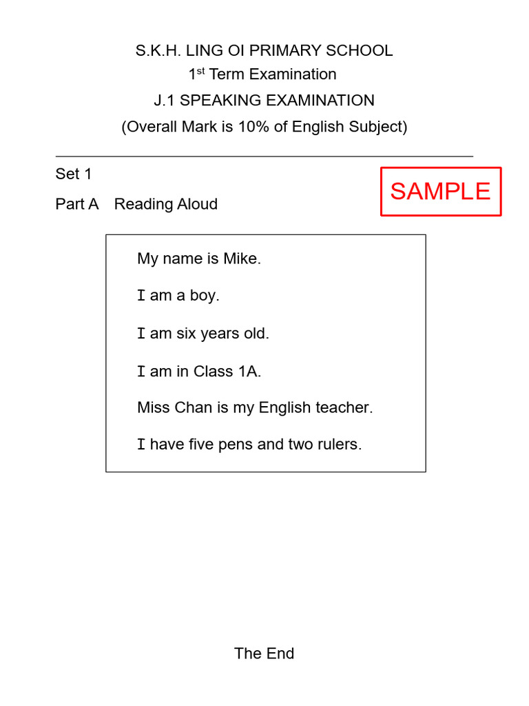 2223 J1 1st Term Speaking Exam | PDF