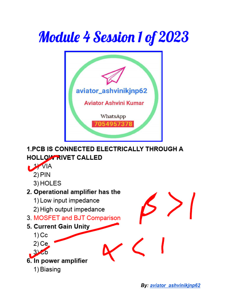 Module 4 Session 1 of 2023 | PDF | Amplifier | Operational Amplifier