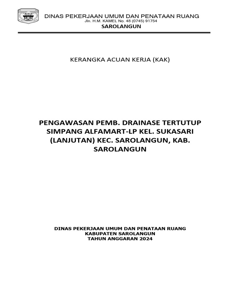 KAK Pws Drainase Simp. Alfamart | PDF
