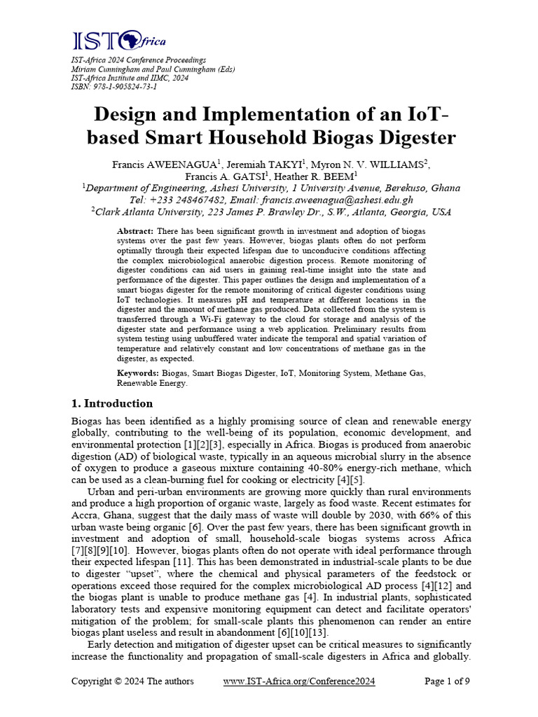 Design and Implementation of An IoT-based Smart Household Biogas ...